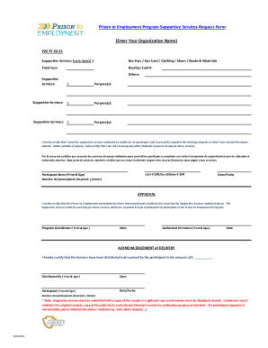 Fillable Online Prison to Employment Program Supportive Services ...