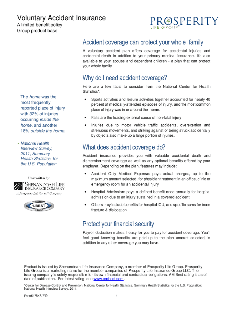 Fillable Online Form 6178 KS 0719 - Prosperity Accident Plan Proposal ...