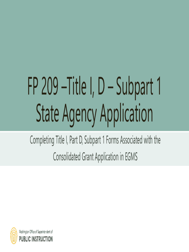 Fillable Online Instructions to Complete the Title I D, Subpart 1 Form ...