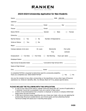 Fillable Online 2023-2024 Scholarship Application for New Students Fax ...