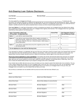 Fillable Online Fillable Online Anti-Steering Loan Options Disclosure ...
