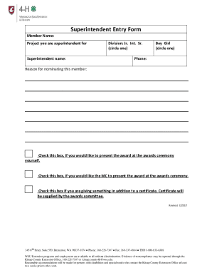 Fillable Online Superintendent Entry Form Fax Email Print - pdfFiller