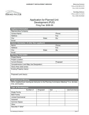 Fillable Online Application for Planned Unit Development (PUD) - Filing ...