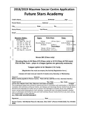 Fillable Online Future Stars Registration (3) Fax Email Print - pdfFiller