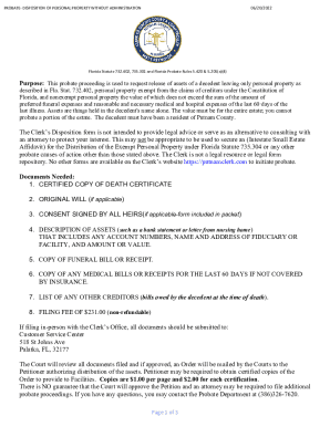 Fillable Online Rule 5.420. Disposition of Personal Property Without ...