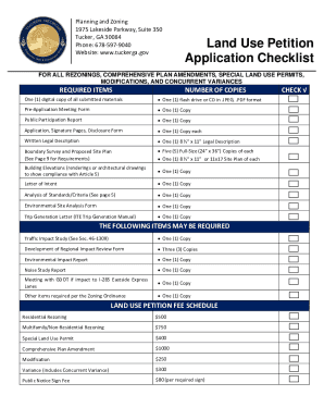 Fillable Online Land Use petition Checklist & Application Form Fax ...