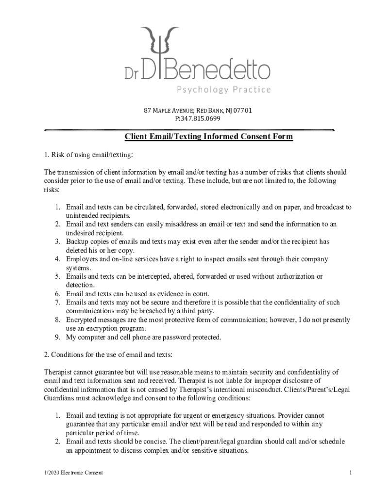 Fillable Online Client Email and Texting Informed Consent Fax Email ...