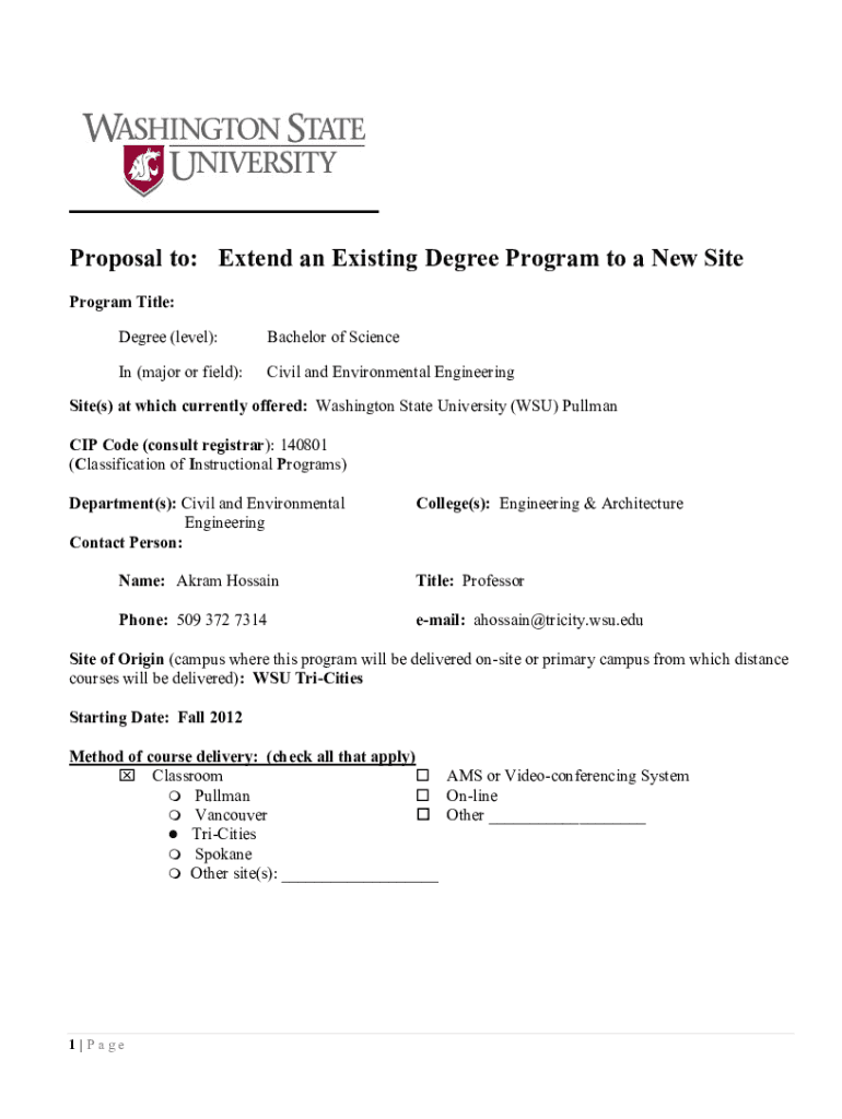 Fillable Online Proposal to Extend BS in Civil Eng Exhibit I Fax Email Print - pdfFiller