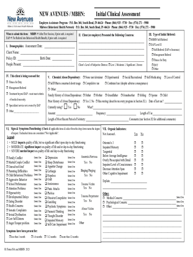 Fillable Online NEW AVENUES / MBHN: Request for Psychological Testing ...