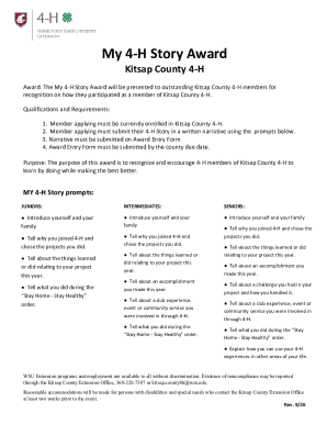 Fillable Online My 4-H Story Award Fax Email Print - pdfFiller