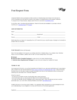 Fillable Online identity ucsf Font Request Form Fax Email Print - pdfFiller