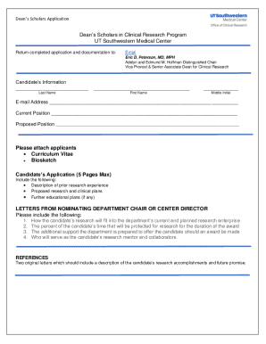 Fillable Online Dean's Scholars Application Fax Email Print - pdfFiller