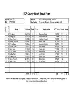 Fillable Online ecf county match result form Fax Email Print - pdfFiller