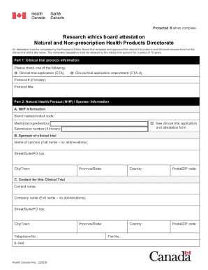 Fillable Online Health Canada REB Attestation Form Fax Email Print ...