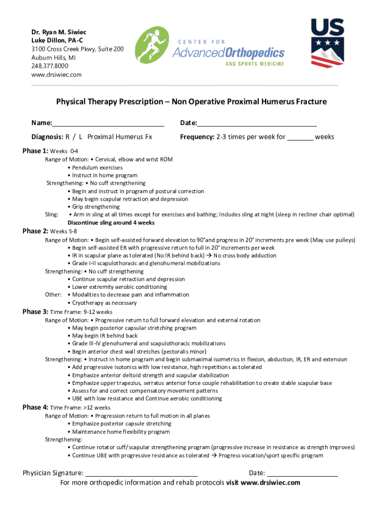 Fillable Online Orif distal femur physical therapy protocol ...