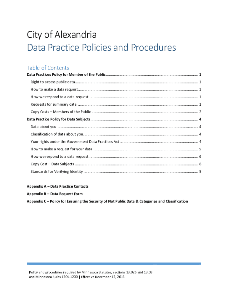 Fillable Online Data Practice Policies and Procedures Fax Email Print - pdfFiller