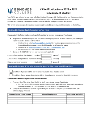 Fillable Online 2023-2024 Independent Verification Worksheet V5 Fax Email Print - pdfFiller