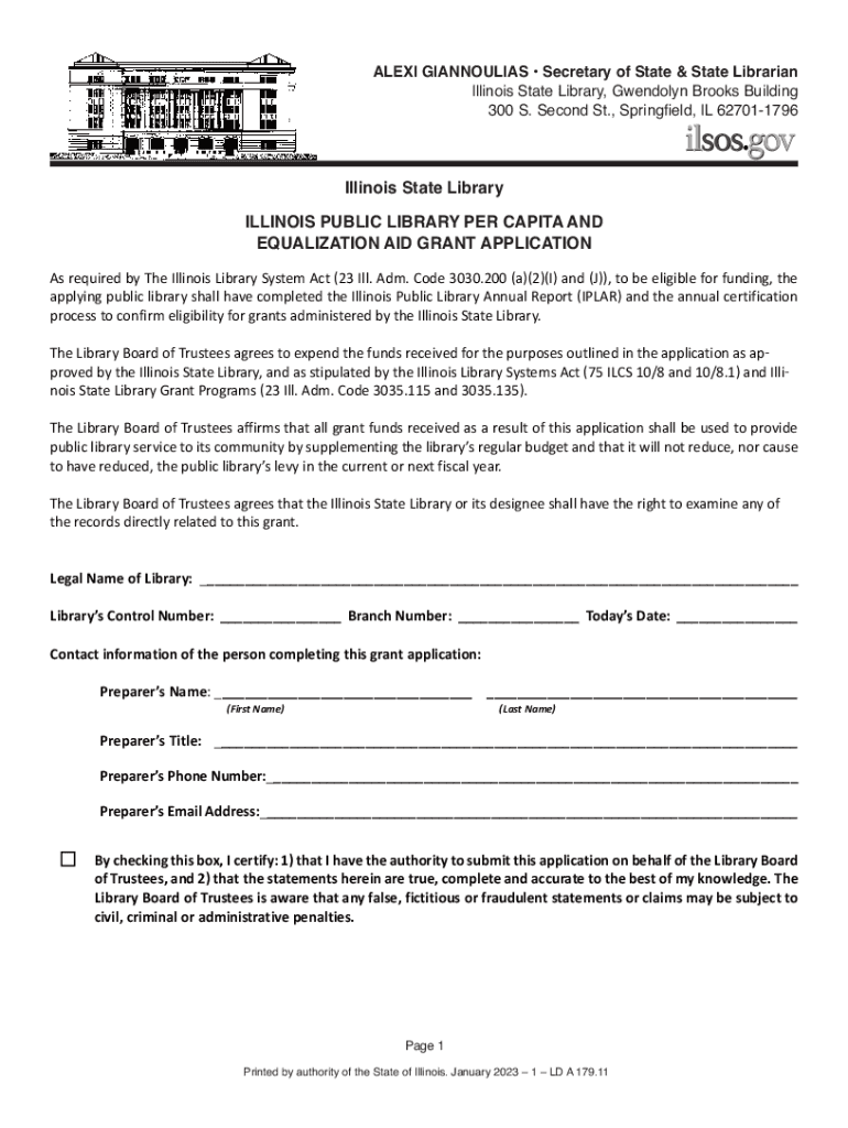 Fillable Online FY2014 Illinois Public Library Per Capita and ...