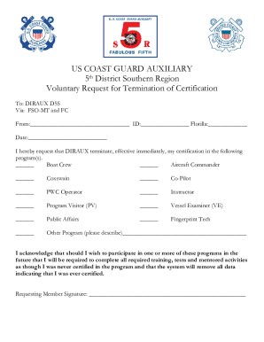Fillable Online D5S Certification Termination Request Fax Email Print ...