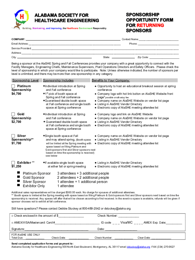 Fillable Online 2022-Sponsorship-Opportunity-Form-for-Returning-Sponsors Fax Email Print - pdfFiller