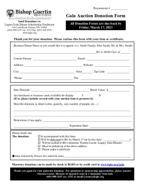 Fillable Online Donation Sheet 2023 Fax Email Print - pdfFiller
