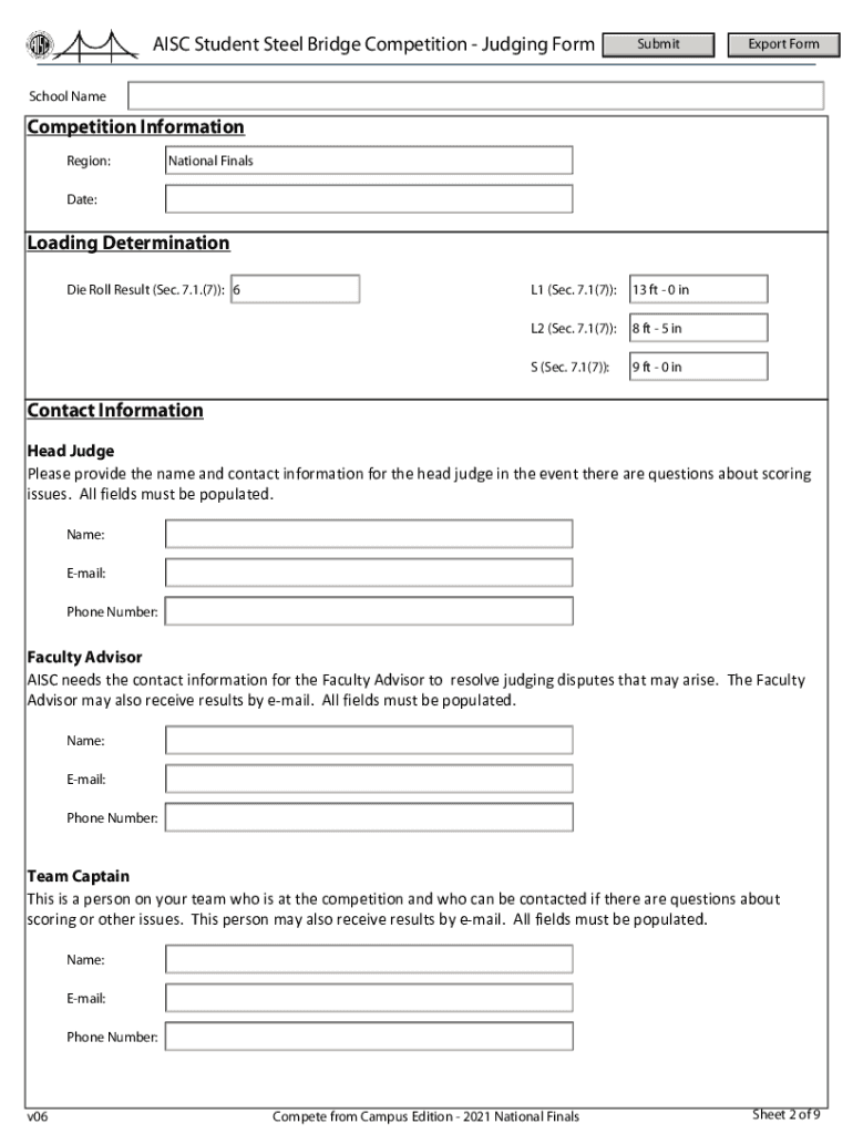 Fillable Online AISC Student Steel Bridge Competition - Campus Edition. Compete from Campus ...