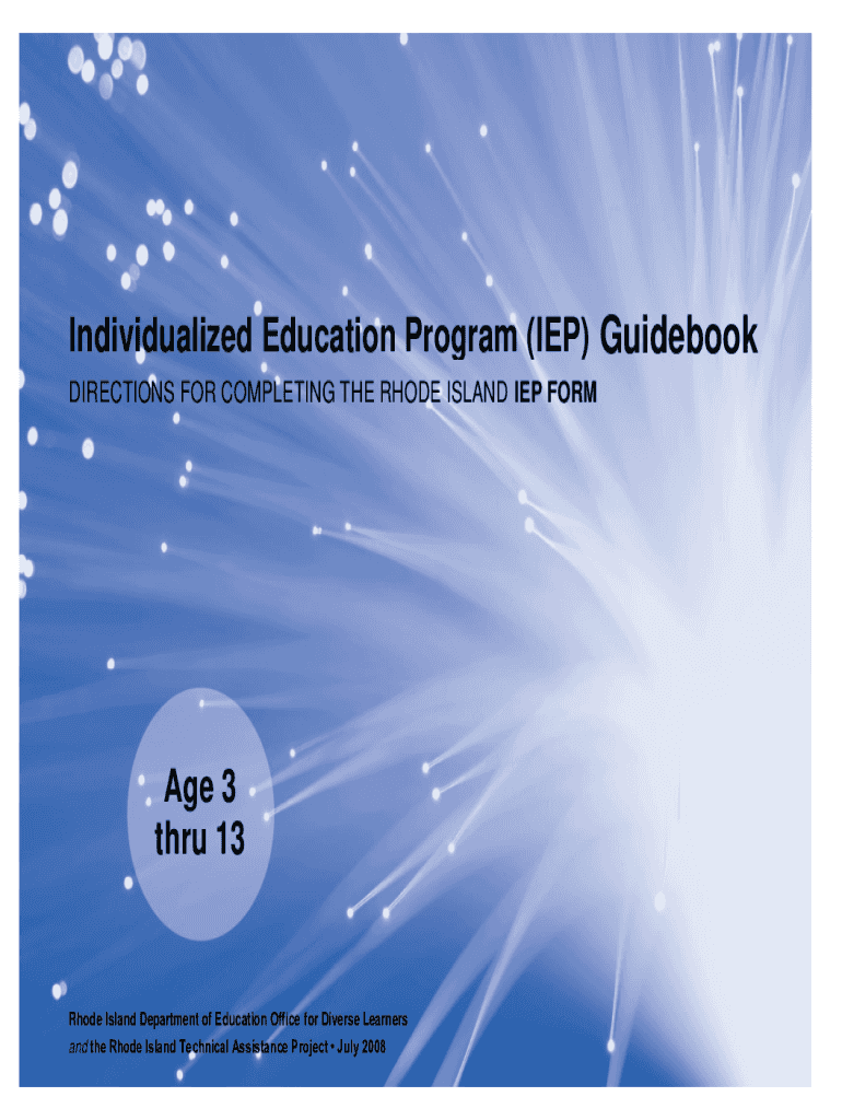 Fillable Online Individualized Education Program (IEP)RI Department of ...