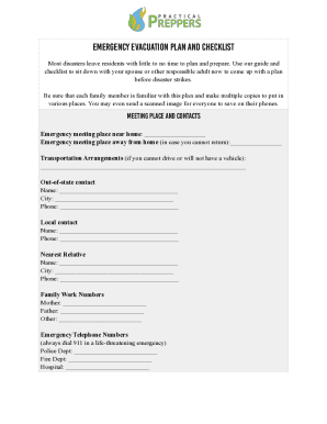 Fillable Online Home Evacuation Checklist: How to Prepare for an ...