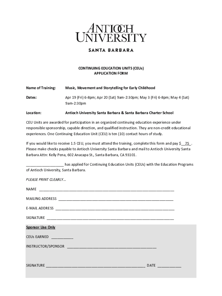 Fillable Online Continuing Education Units (CEUs) Application Form Fax ...