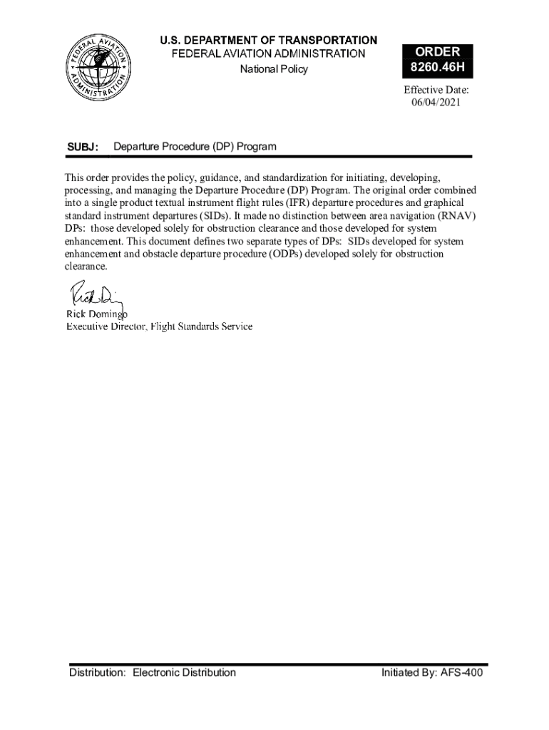 Fillable Online FAA Order 8260.46H. Departure Procedure (DP) Program ...