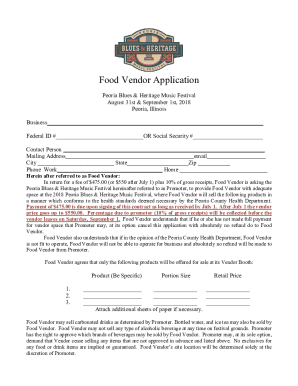 Fillable Online Peoria Park District Food Vendor Application Form Fax ...