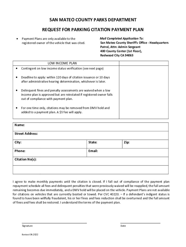 Fillable Online SAN MATEO COUNTY PARKS DEPARTMENT REQUEST ... Fax Email ...