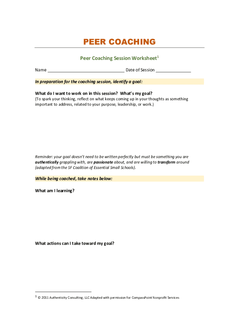 Fillable Online Peer Coaching: Benefits and Best Practices Fax Email ...