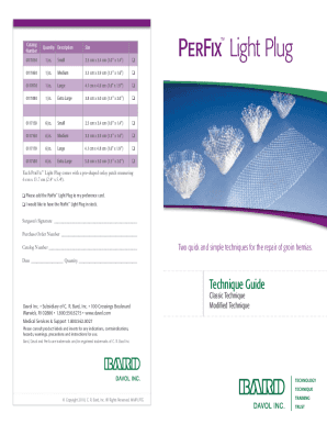 Fillable Online PERFIX Light Plug - Mesh for Tension-free Groin Hernia ...