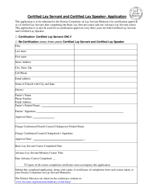 Fillable Online Certified Lay Servant and Certified Lay Speaker ...