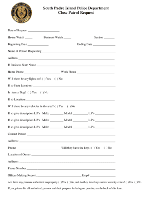 Fillable Online City of South Padre Island Police Department Fax Email ...