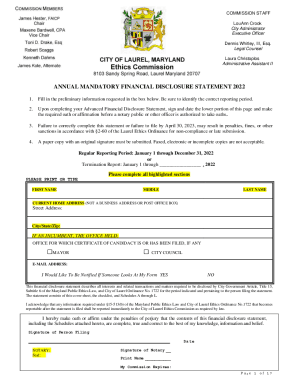 Fillable Online ANNUAL MANDATORY FINANCIAL DISCLOSURE ... Fax Email ...