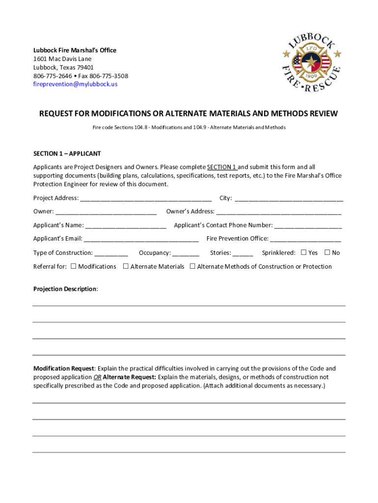Fillable Online Lubbock Fire Marshal's Office Fax Email Print - pdfFiller