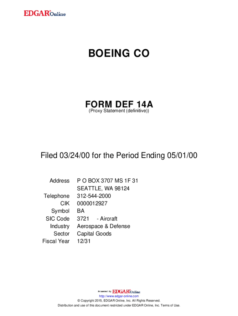 Fillable Online BOEING CO. FORM DEF 14A (Proxy Statement (definitive ...