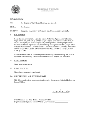 Fillable Online www2 ed Delegation of Authority re: 41 USC 4712(c) to ...