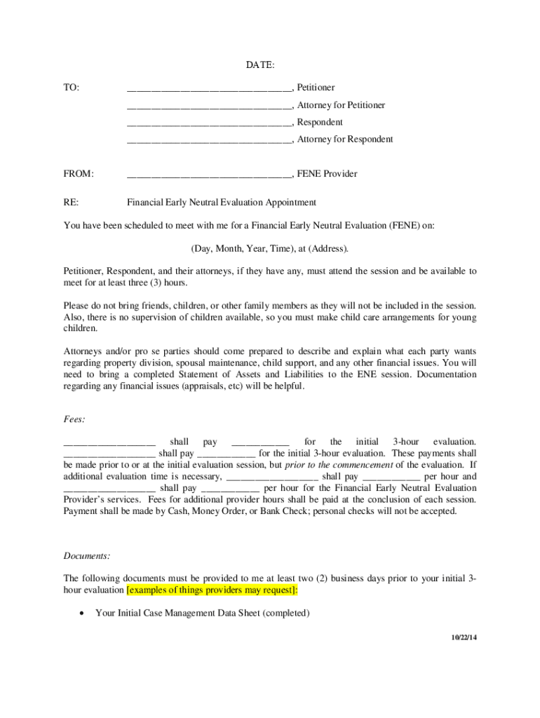Fillable Online Early Neutral Evaluation (ENE)United States District ...