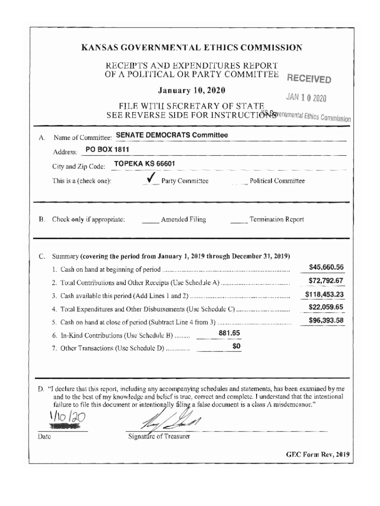 Fillable Online ethics ks SEE REVERSE SIDE FOR ...