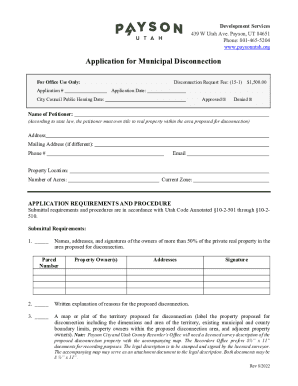 Fillable Online Application for Municipal Disconnection Fax Email Print ...