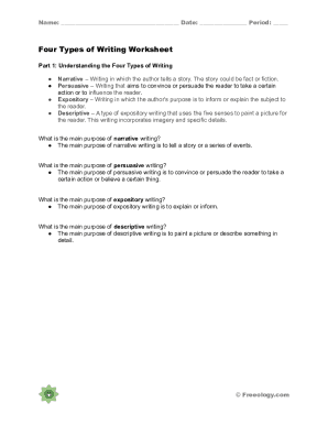 Fillable Online four-types-of-writing-worksheet Fax Email Print - pdfFiller