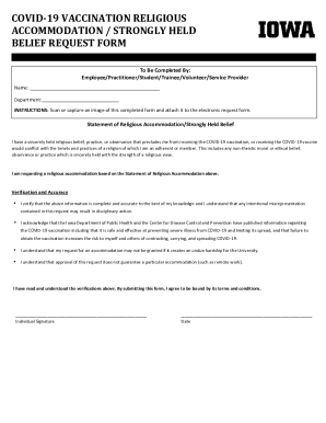 Fillable Online Religious Accommodation Request Form (COVID-19) Fax Email Print - pdfFiller