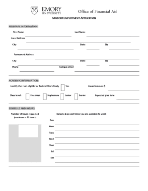 Fillable Online studentaid emory Emory Reads Application and Student ...