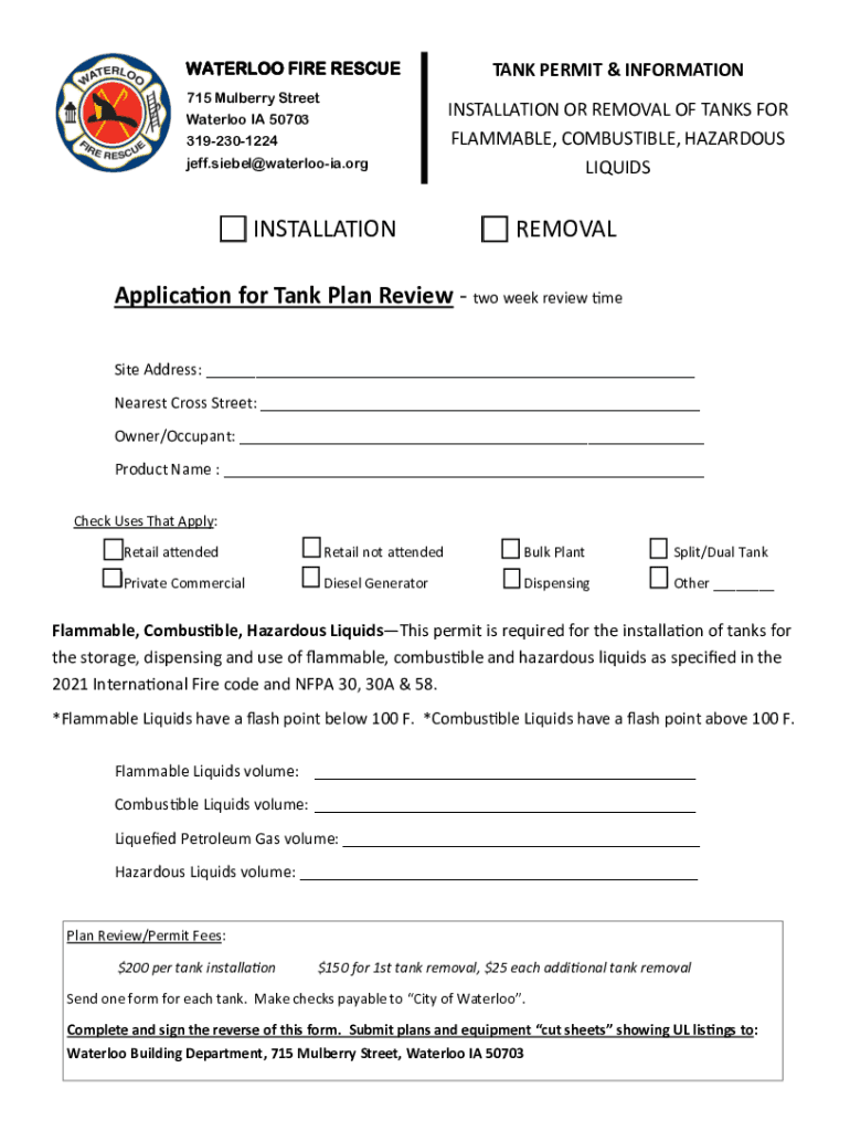 Fillable Online Application for Tank Plan Review Fax Email Print ...