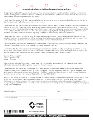 Fillable Online MYCHART PROXY AUTHORIZATION FORM Fax Email Print ...