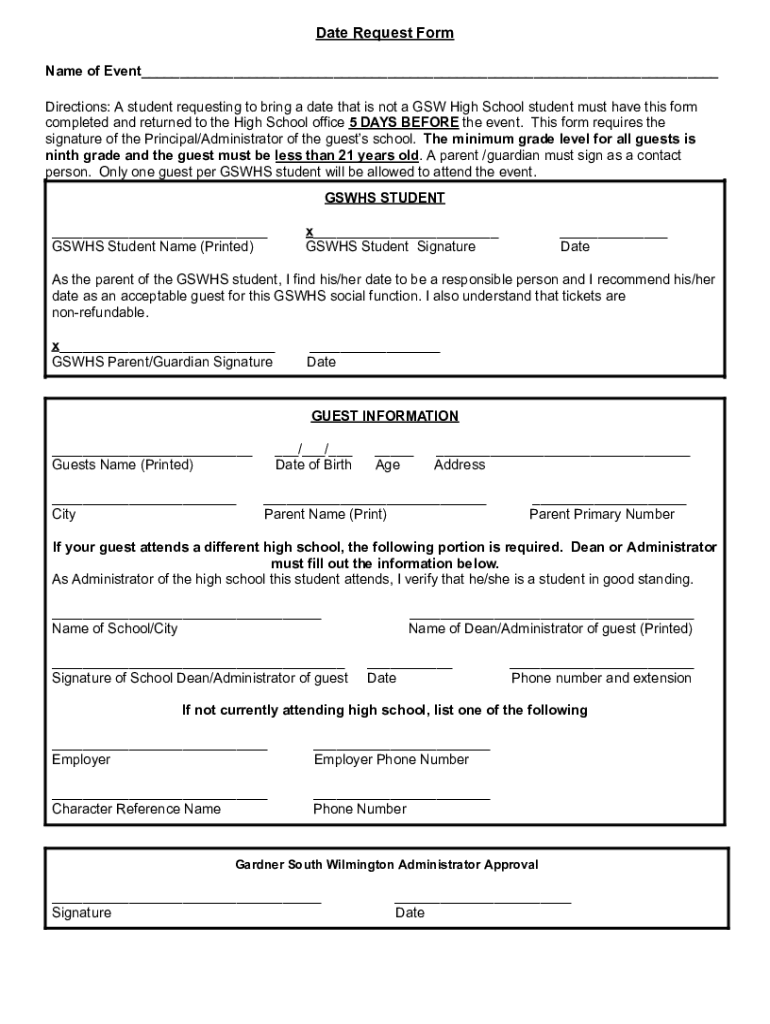 Fillable Online Date Request Form Fax Email Print - pdfFiller