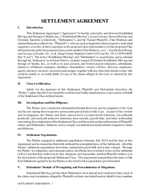 Fillable Online SETTLEMENT AGREEMENT - Seattle Employment Lawyers Fax ...